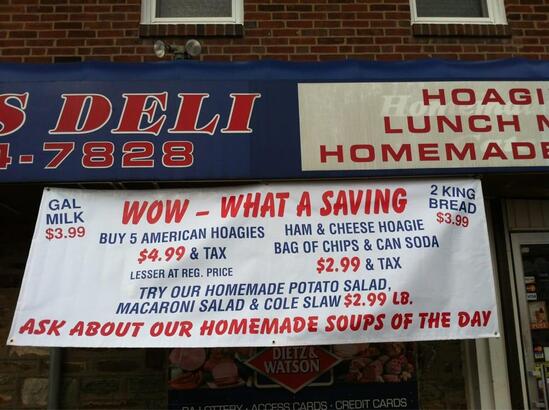 Menu at Vince's Deli, Philadelphia, Chippendale St