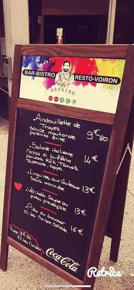 Menu au Bar Le Repaire, Voiron