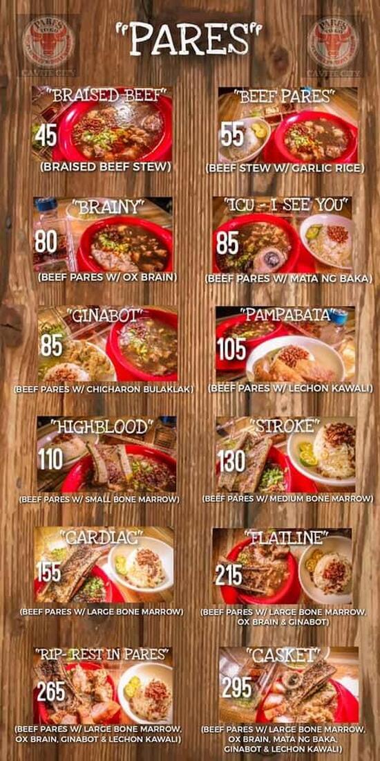 Menu at Pares To Go - Cavite City restaurant, Cavite City