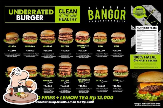 Menu at Burger Bangor Semanan restaurant, West Jakarta