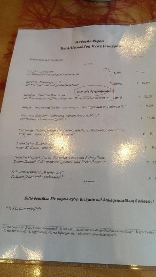 Menu at Gasthaus Schloßbräu, Familie Dirauf restaurant, Reckendorf