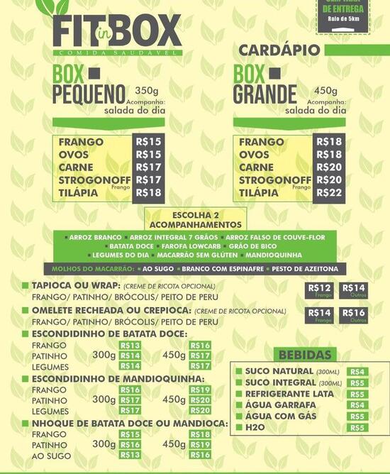 Menu em Fit in Box-Comida Saudável-Delivery restaurante, Bauru