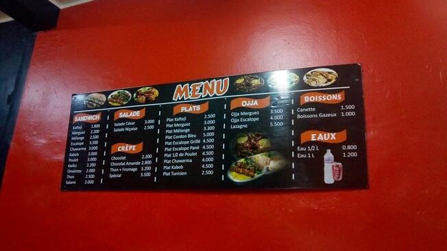 Menu at Restaurant O'CHIKA, Bizerte
