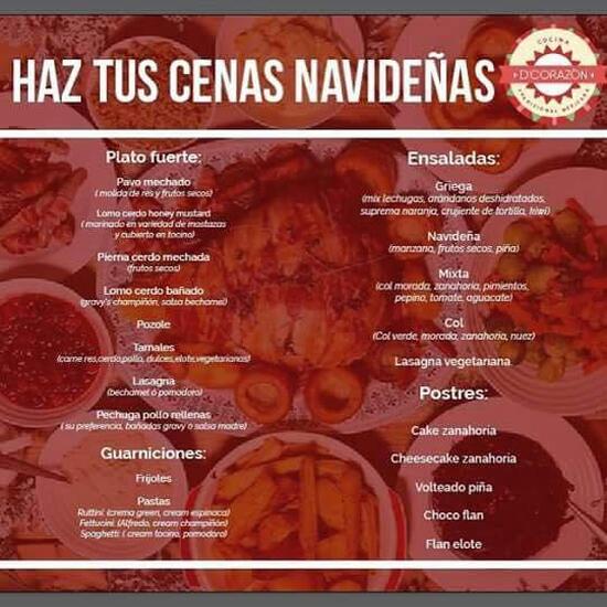 Menu at D' Corazón Cocina Tradicional Y Urbana restaurant, Mexicali