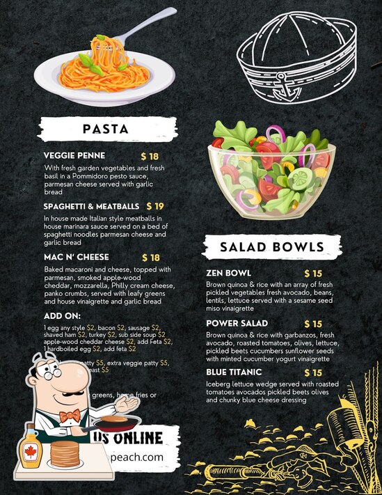 Menu at Porto Peach restaurant, Peachland