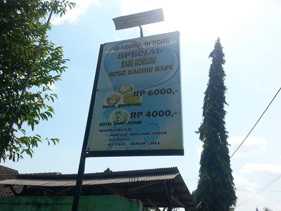 Menu at Warung M'ndut, Banguntapan, 6C44+F5G