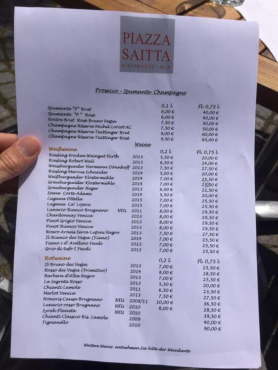 Speisekarte von Piazza Saitta pub & Bar, Düsseldorf