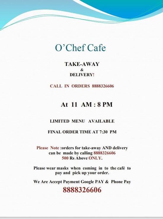 Menu at O'chef Cafe & Restaurant, Chiplun