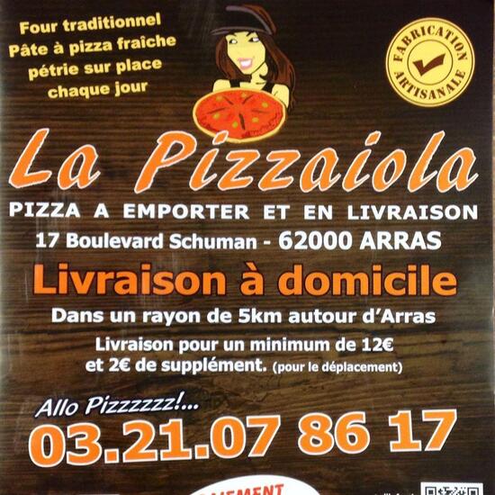 Menu au La Pizzaiola restaurant, Arras
