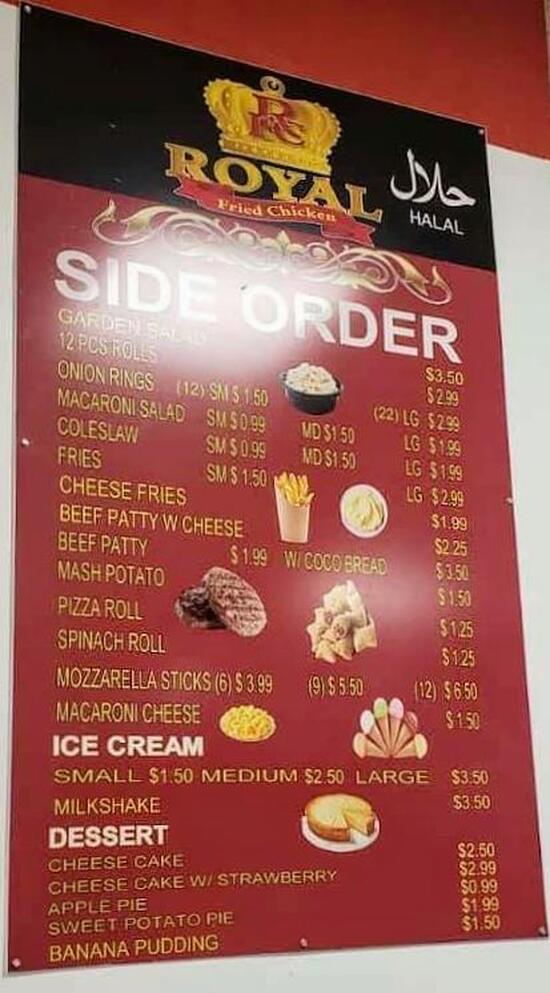 Menu at Royal Fried Chicken fast food, Binghamton