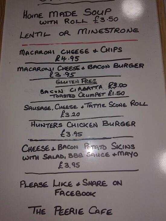 Menu at Peerie Cafe, Scrabster