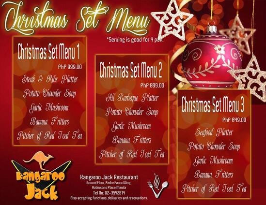 Kangaroo Jack restaurant, Manila, Ground Floor - Restaurant menu and ...
