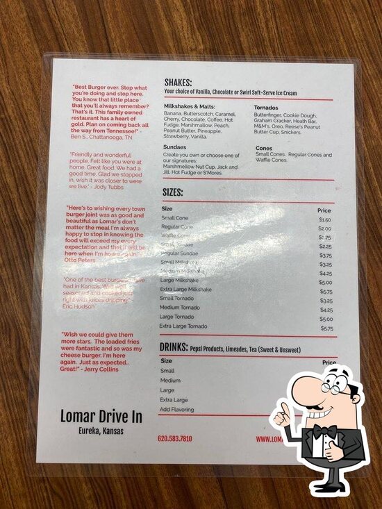 Menu at Lomar Drive In restaurant, Eureka