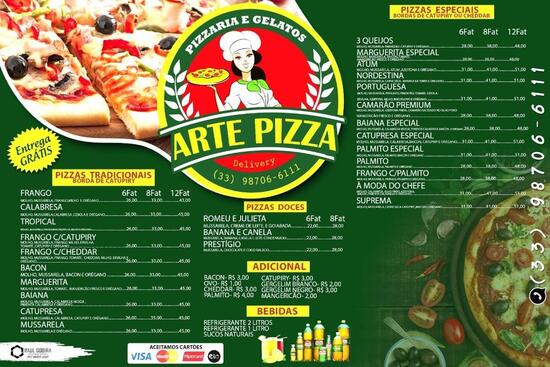 Menu em Arte pizza restaurante, Brasil