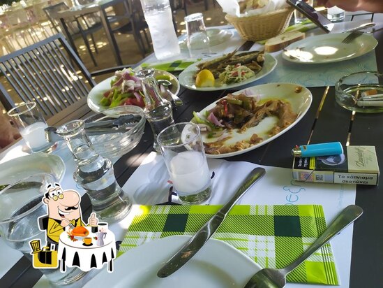 Menu at Meltemi fish restaurant, Paralia Panteleimonos