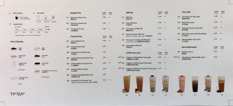 Menu at TP TEA – San Jose Oakridge restaurant, San Jose