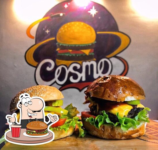 Menu at Cosmo Burgers cafe, Moscow, Красноказарменная улица