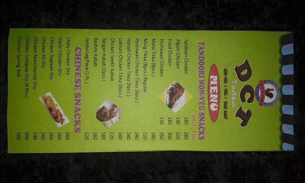 Menu at DCT tadka veg, and non. veg., Jaipur