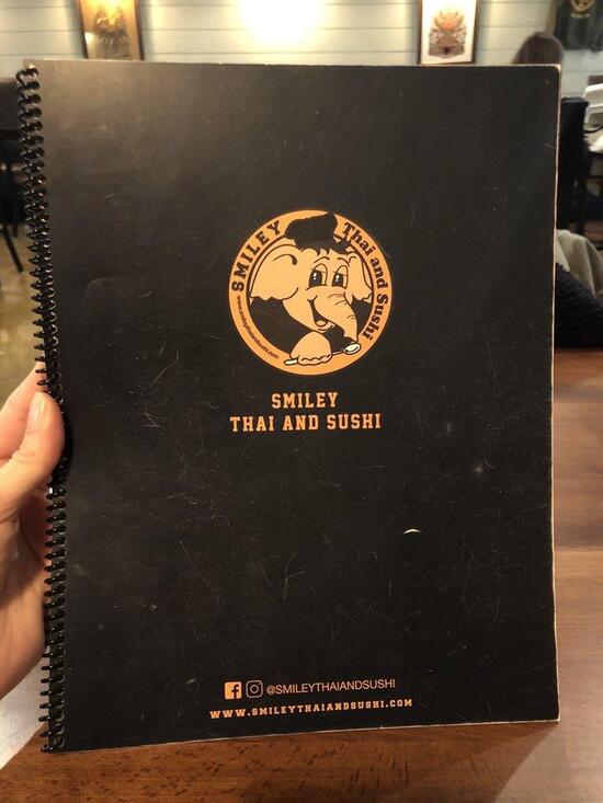 Menu at Smiley Thai and Sushi restaurant, Mount Juliet
