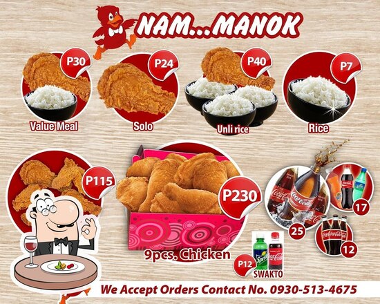 Menu at NAM MANOK restaurant, Davao City, 5FP4+MCG