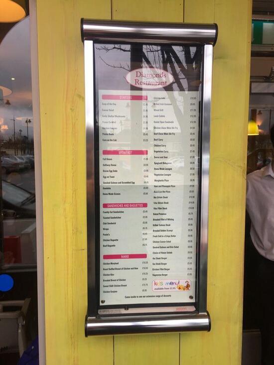 Menu at Diamonds Restaurant, Warrenpoint