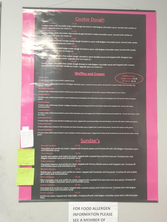 Menu at Not Just Desserts, Malvern