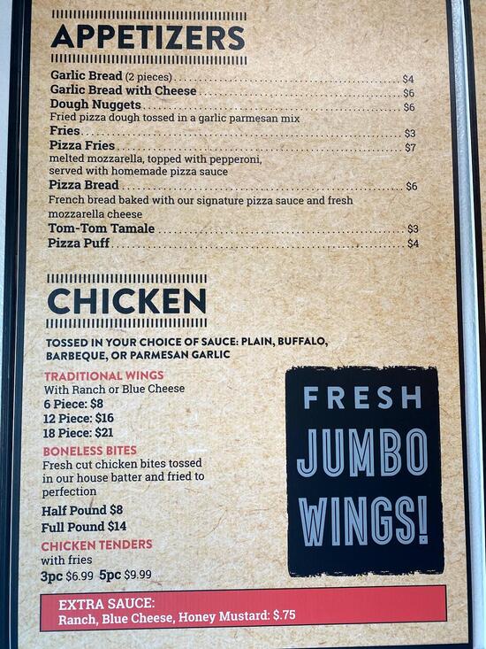 Menu at Chicago Guys Pizza Co. restaurant, Las Vegas
