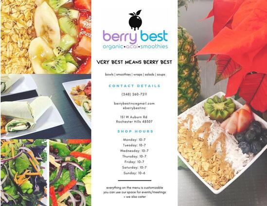 Menu at Berry Best restaurant, Rochester Hills