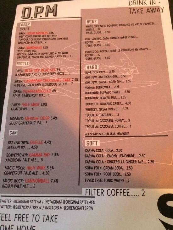 Menu at Original Patty Men restaurant, Birmingham