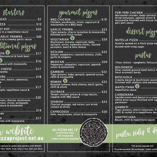 Menu at Pizza Project Dean Park pizzeria, Dean Park