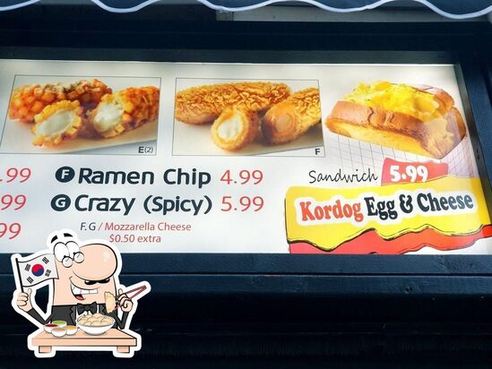 Menu at Kordog Korean Style Hotdog restaurant, Toronto