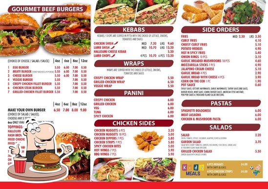 Menu at Burger Zone (Staines) restaurant, Stanwell