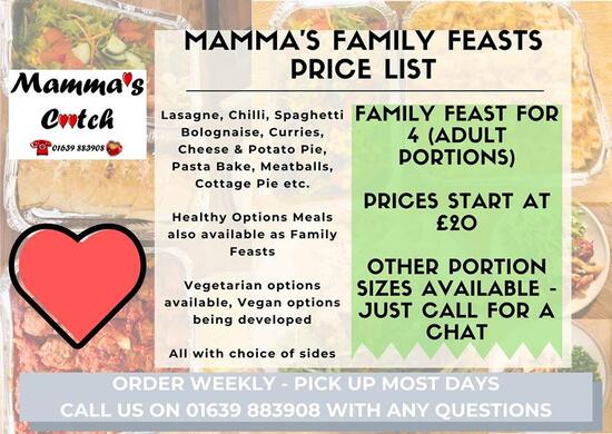 Menu at Mammas cwtch cafe, Port Talbot