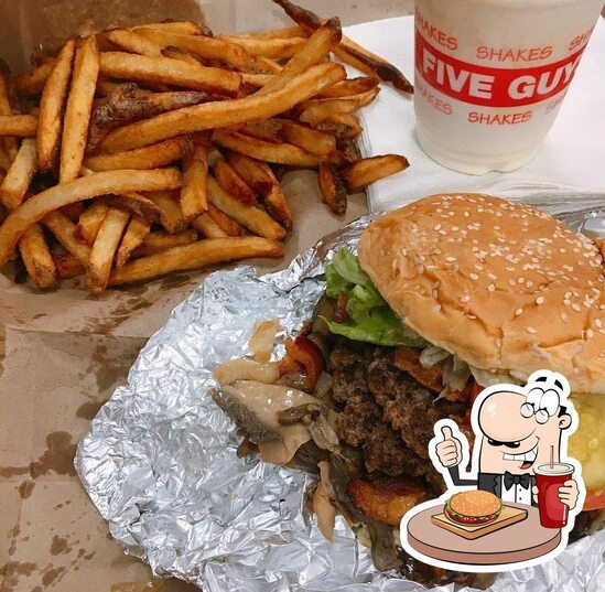 Menu at Five Guys fast food, West New York, 43 W 55th St