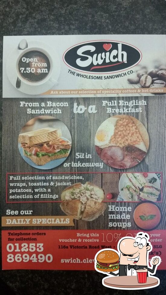 Menu at Swich cafe, Blackpool