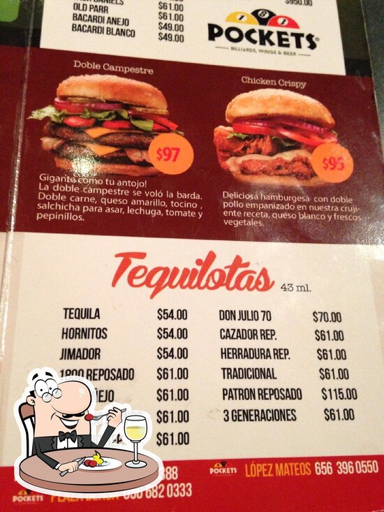 Pub y bar Pockets Plaza Bensa, Ciudad Juarez - Carta del restaurante y ...