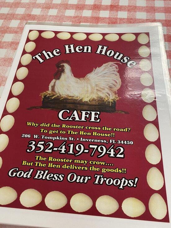Menu at Hen House Cafe, Inverness