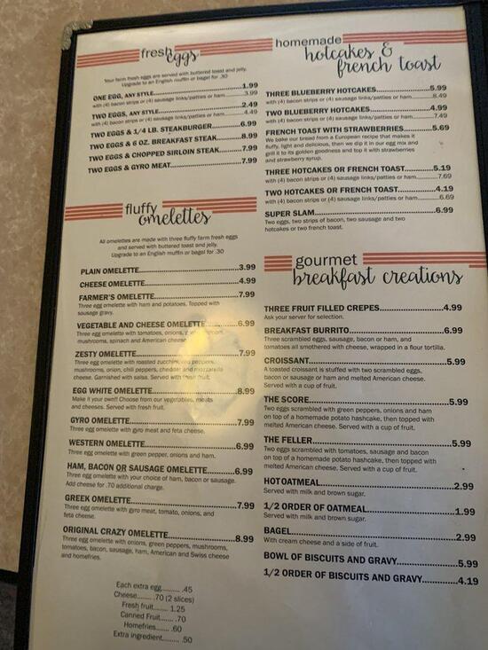 Menu at Pappou's Family Restaurant, Parma