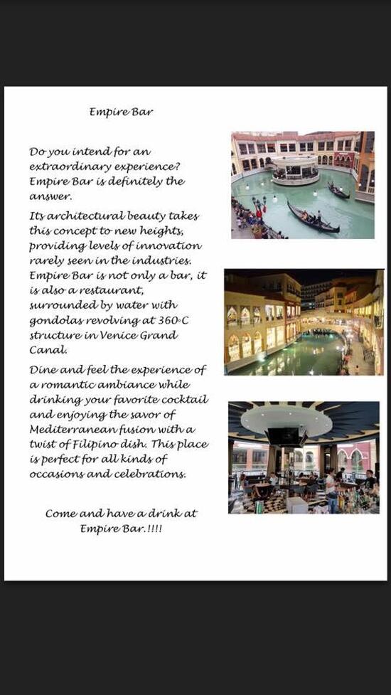 Empire Bar at Venice, Taguig - Restaurant reviews