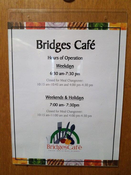 Menu at Bridges Cafe, Minneapolis