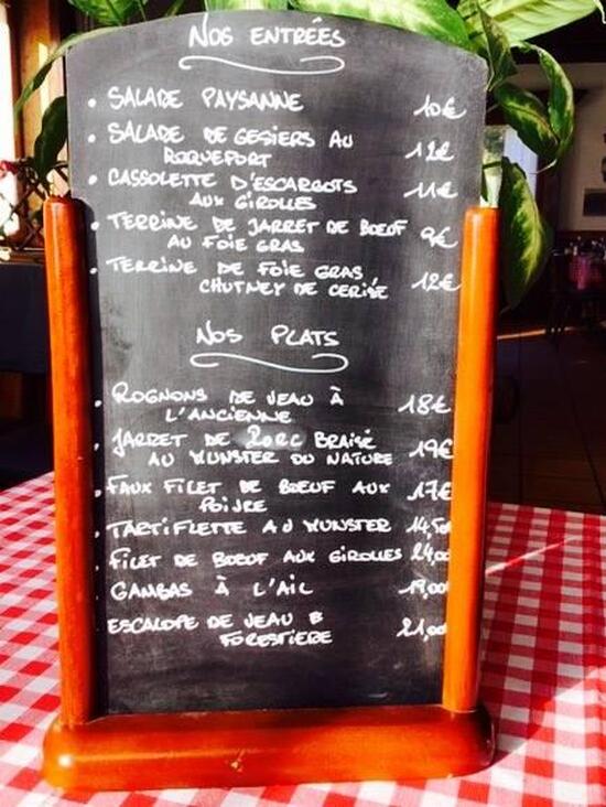 Menu au Restaurant des Cascades, Stosswihr, 6 Chem. de Saegmatt