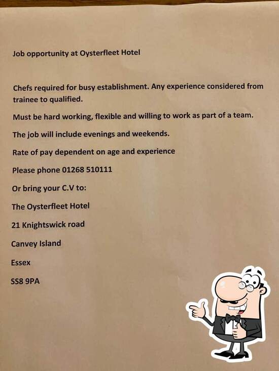 Menu at The Oysterfleet Hotel, Restaurant & Bar, Canvey Island