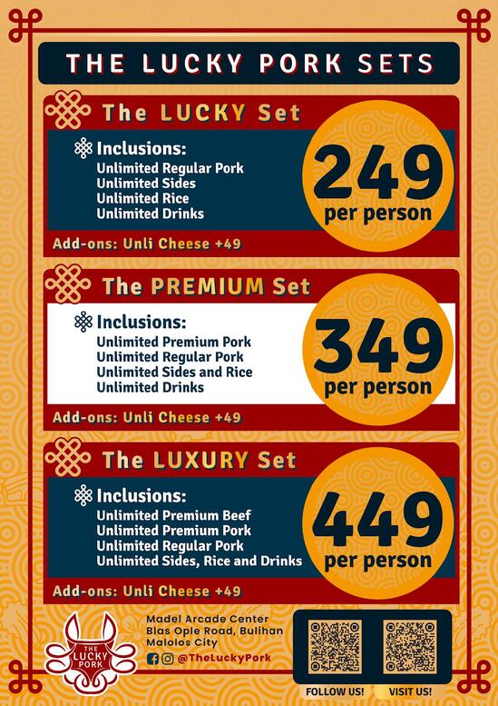 Menu at The Lucky Pork restaurant, Malolos