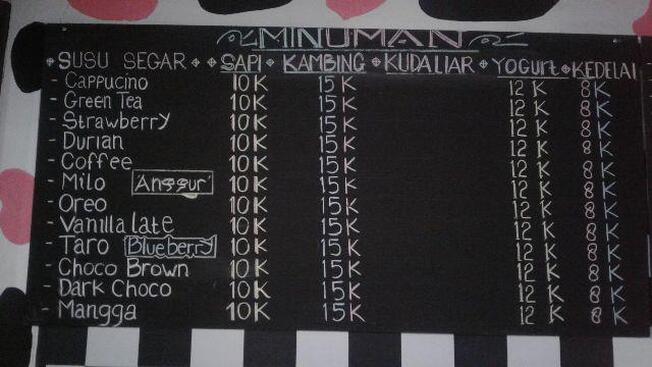 Menu at Cafe Susu KASUMUR, Karawang
