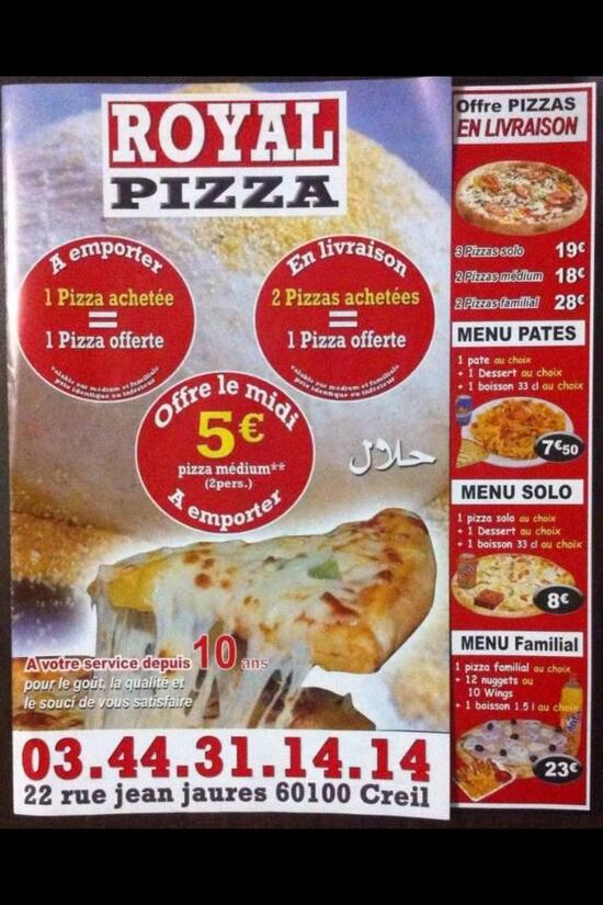 Royal Pizza, Creil - Menu du restaurant, prix et avis