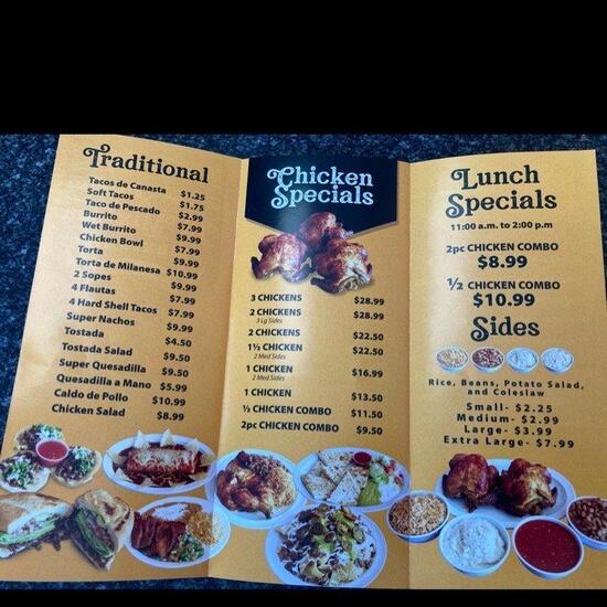 Menu at El mixteca restaurant, South Gate, Firestone Blvd