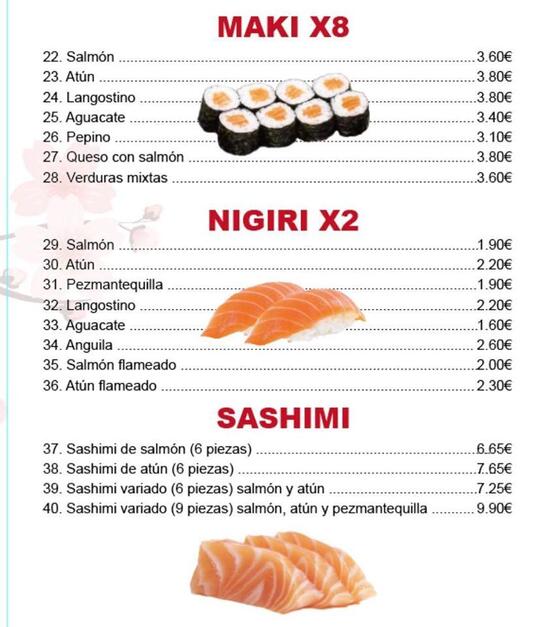 Carta del restaurante SUSHI LAI, Ripollet
