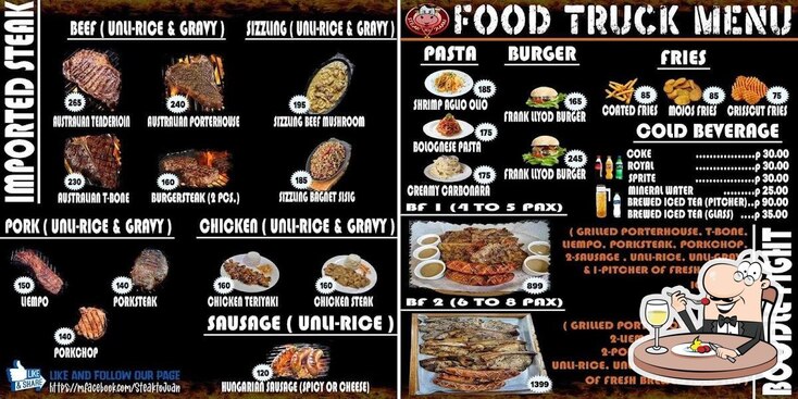 Menu at Steak to Juan Food Truck restaurant, Pasay