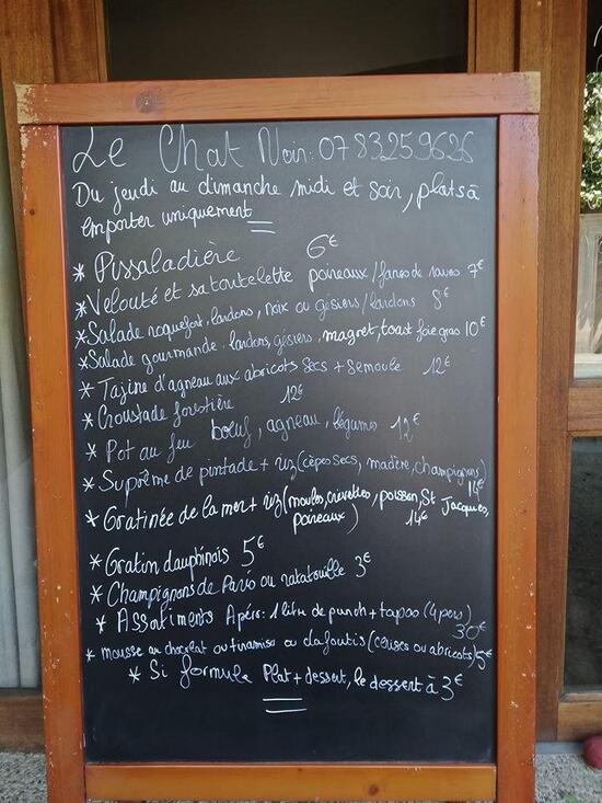 Menu at Restaurant Le Chat Noir, Paulhan