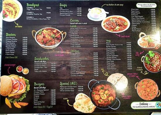 Menu at Al Razzaaq restaurant, Berea, 213 Musgrave Rd
